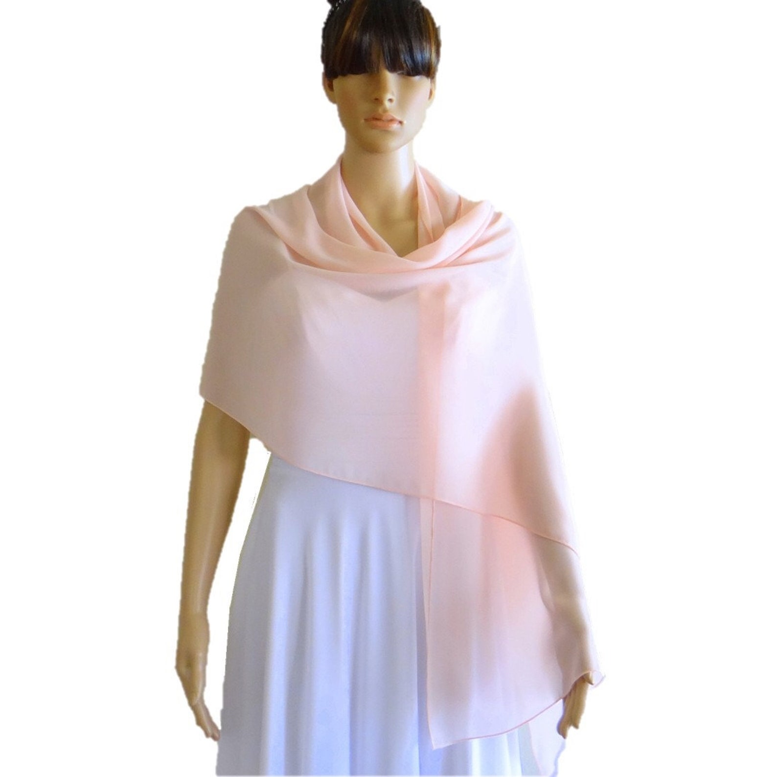 Blush Pink Long Scarf. Soft Chiffon Scarf. Blush Pink Wrap Scarf. Blush ...