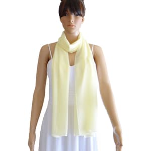 Pale Yellow Long Scarf. Pale Yellow Wrap Scarf. Soft Chiffon Scarf ...