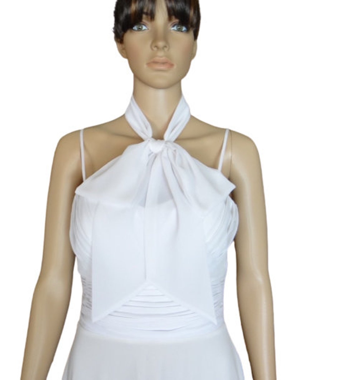 White Bow Tie Scarf. White Neck Scarf. Small Chiffon Scarf. - Etsy