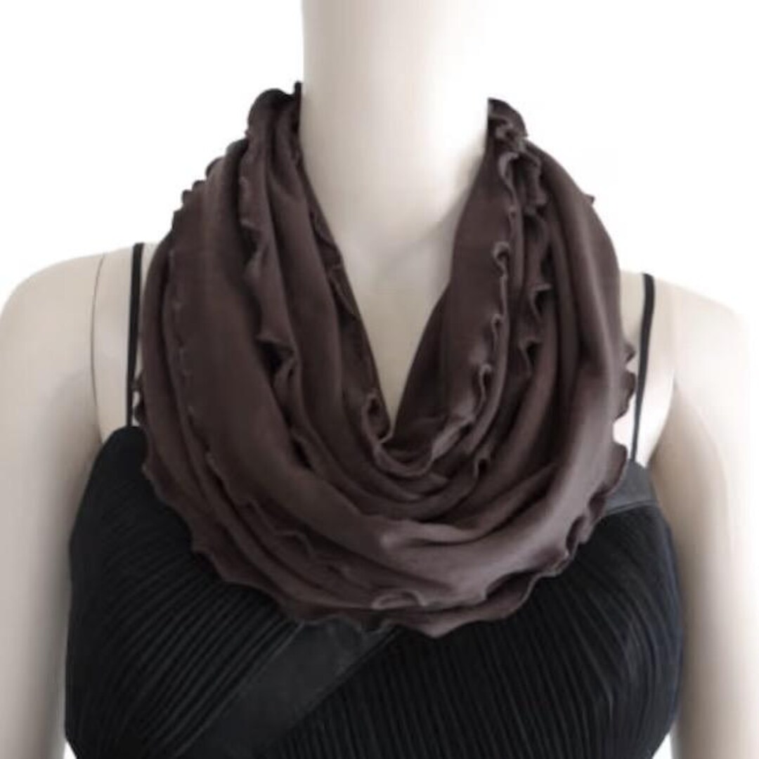 Dark Brown Infinity Scarf. Dark Brown Circle Scarf. Soft Cotton Spandex ...