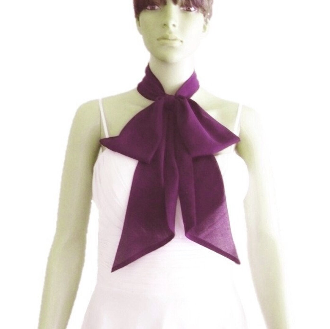 Tyrian Purple Bow Tie Scarf. Chiffon Wrap Scarf. Tyrian Purple Neck ...