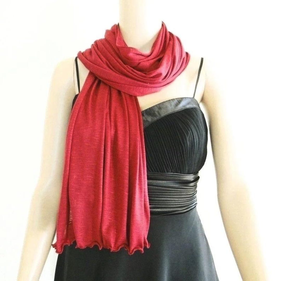 Red Soft Cotton Spandex Shawl. Long Scarf. Red Wrap Scarf. - Etsy