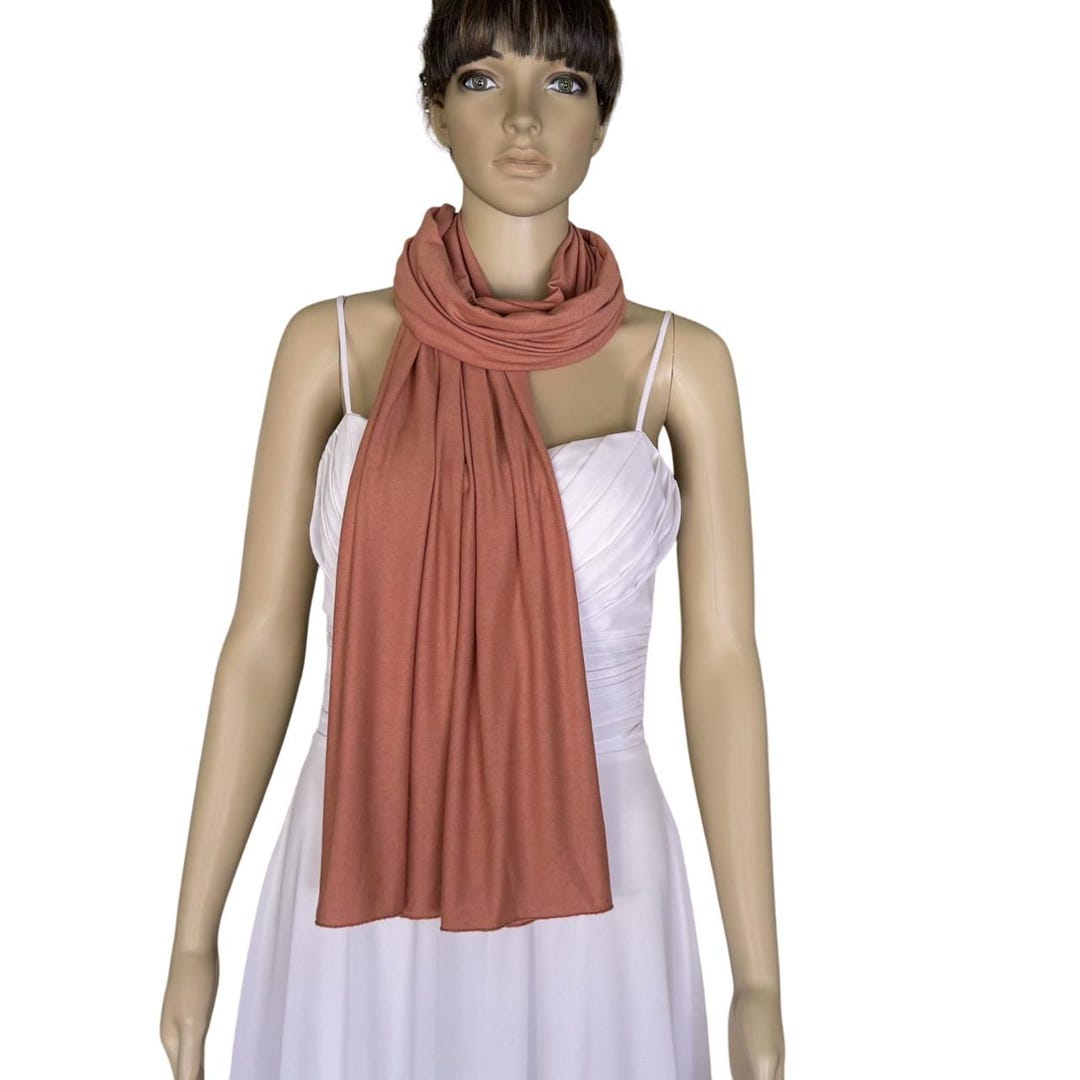Terracotta Cotton Spandex Wrap Scarf. Terracotta Long Scarf. Soft Shawl ...