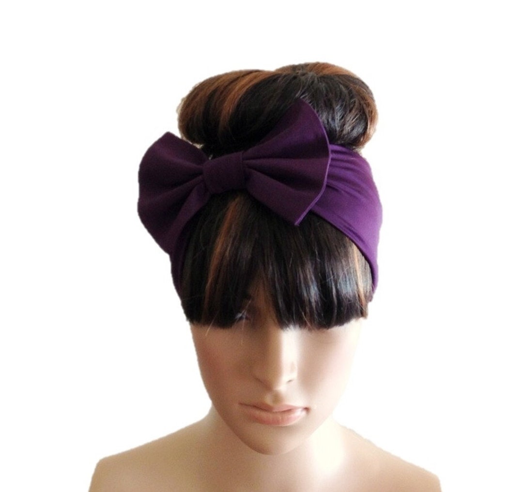 Purple Bow Headband. Purple Head Wrap - Etsy