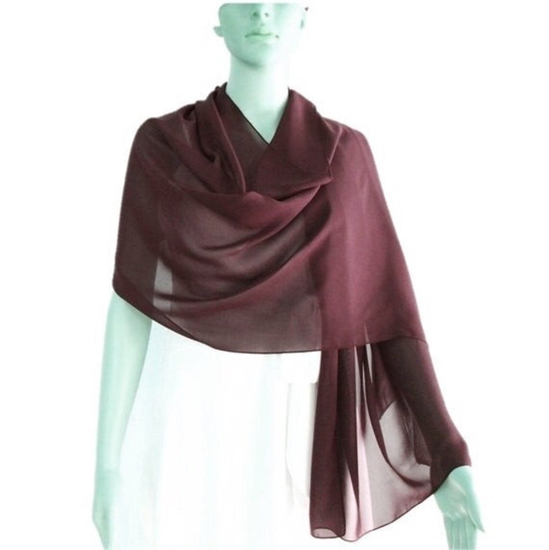 Dark Wine Shawl. Soft Chiffon Long Scarf. Dark Wine Wrap Scarf. - Etsy