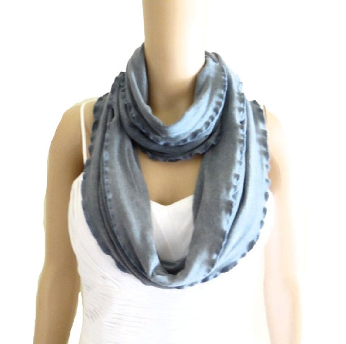 Dark Dusty Blue Circle Scarf. Soft Cotton Spandex Infinity Scarf. - Etsy