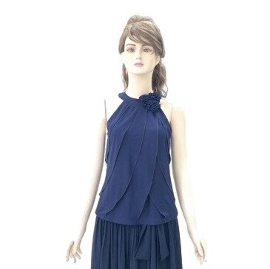Navy Blue Bridesmaid Top. Navy Blue Tank Top. Stretch Jersey Top. Navy ...