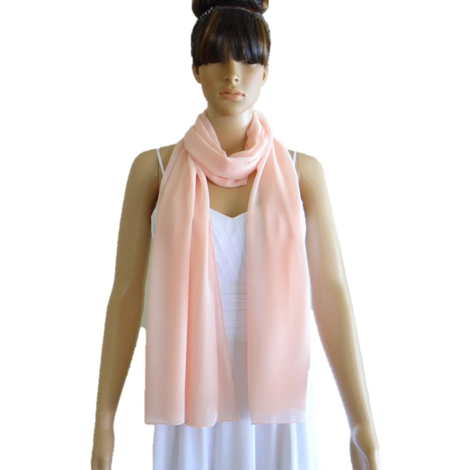 Blush Pink Long Scarf. Soft Chiffon Scarf. Blush Pink Wrap Scarf. Blush ...