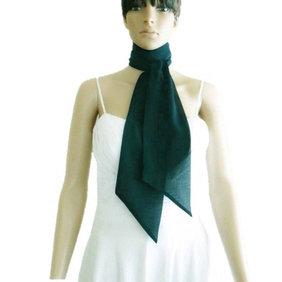 Forest Green Bow Tie Scarf. Forest Green Neck Scarf. Chiffon - Etsy