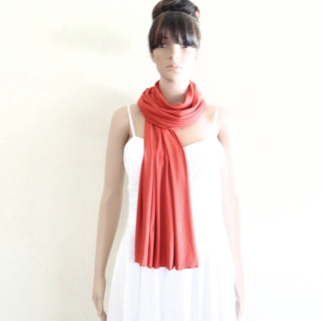 Burnt Orange Wrap Scar. Burnt Orange Long Scarf. Soft Cotton Spandex ...