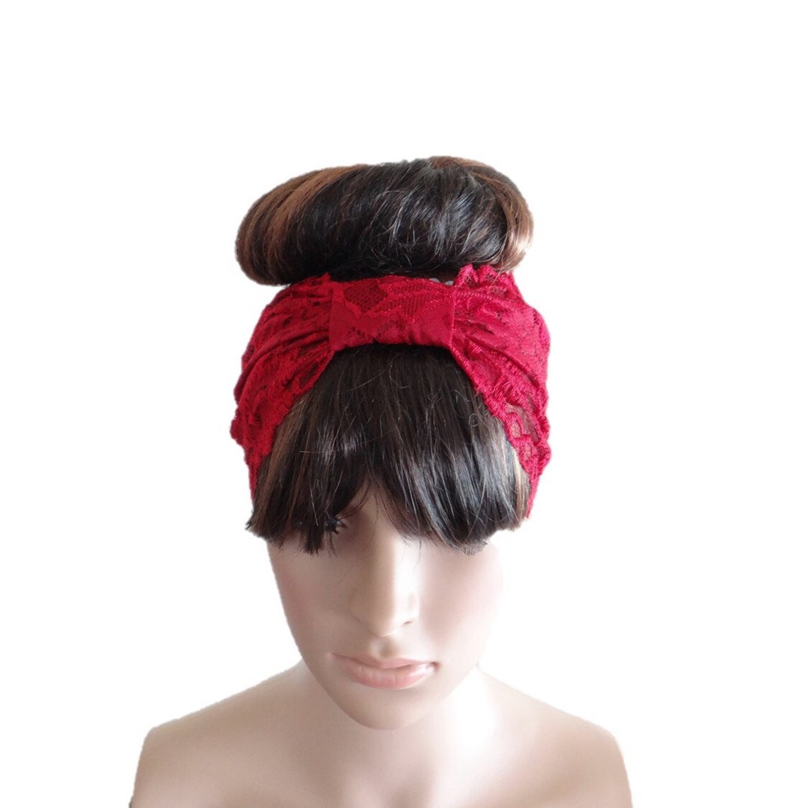 Red Lace Headband. Lace Head Wrap | Etsy