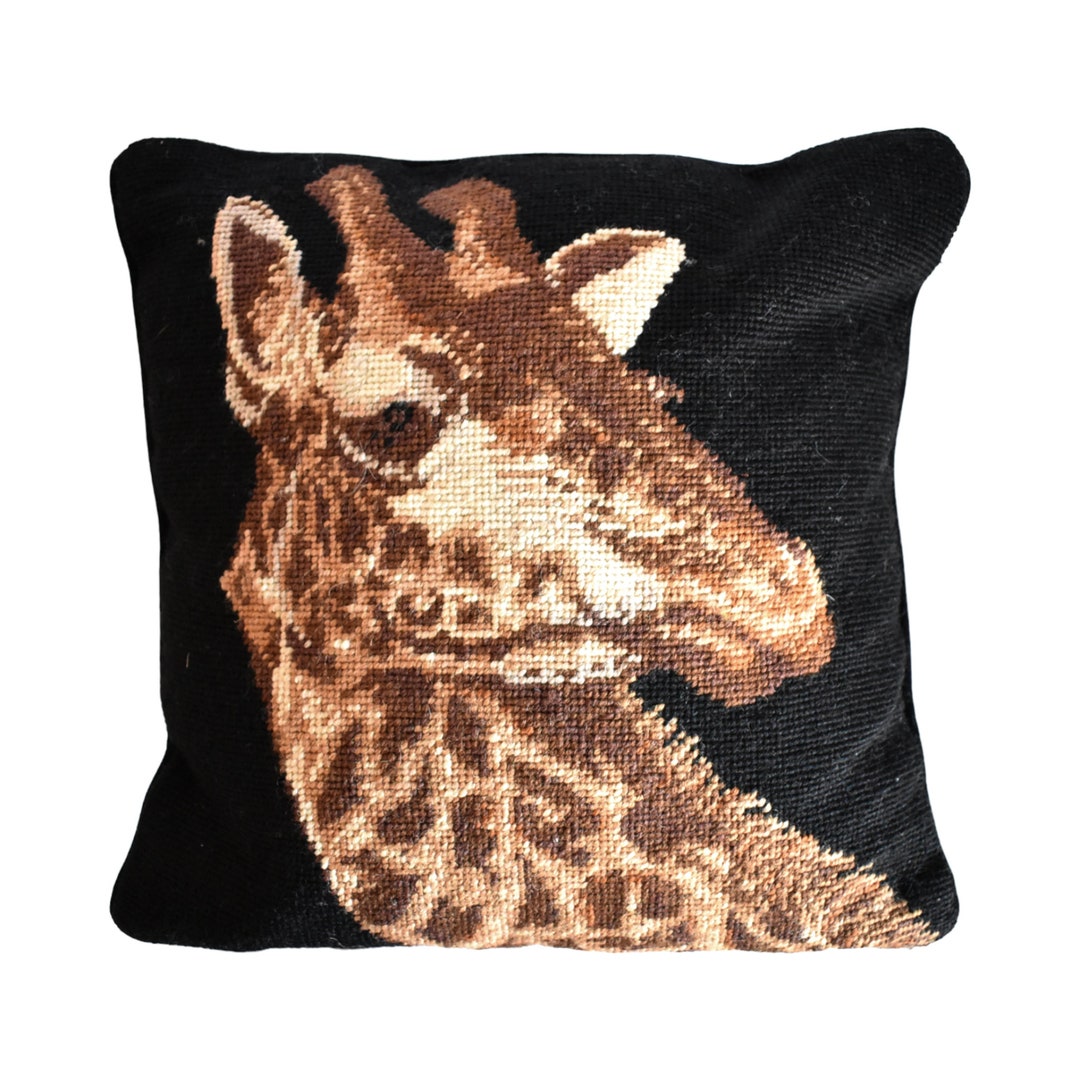 Vintage Giraffe Needlepoint Pillow - Etsy