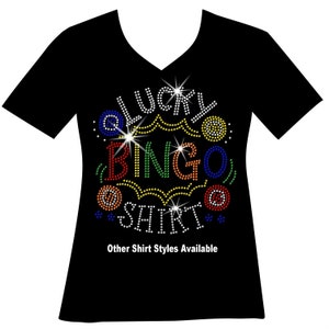 Lucky Bingo Shirt Rhinestone Mega Bling Shirt, Gift for Bingo Lover, I Love Bingo, Queen of ...