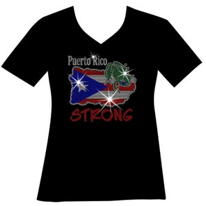 Puerto Rico Flag & Frog Ladies Rhinestone Shirt, Spangle USA Pride ...