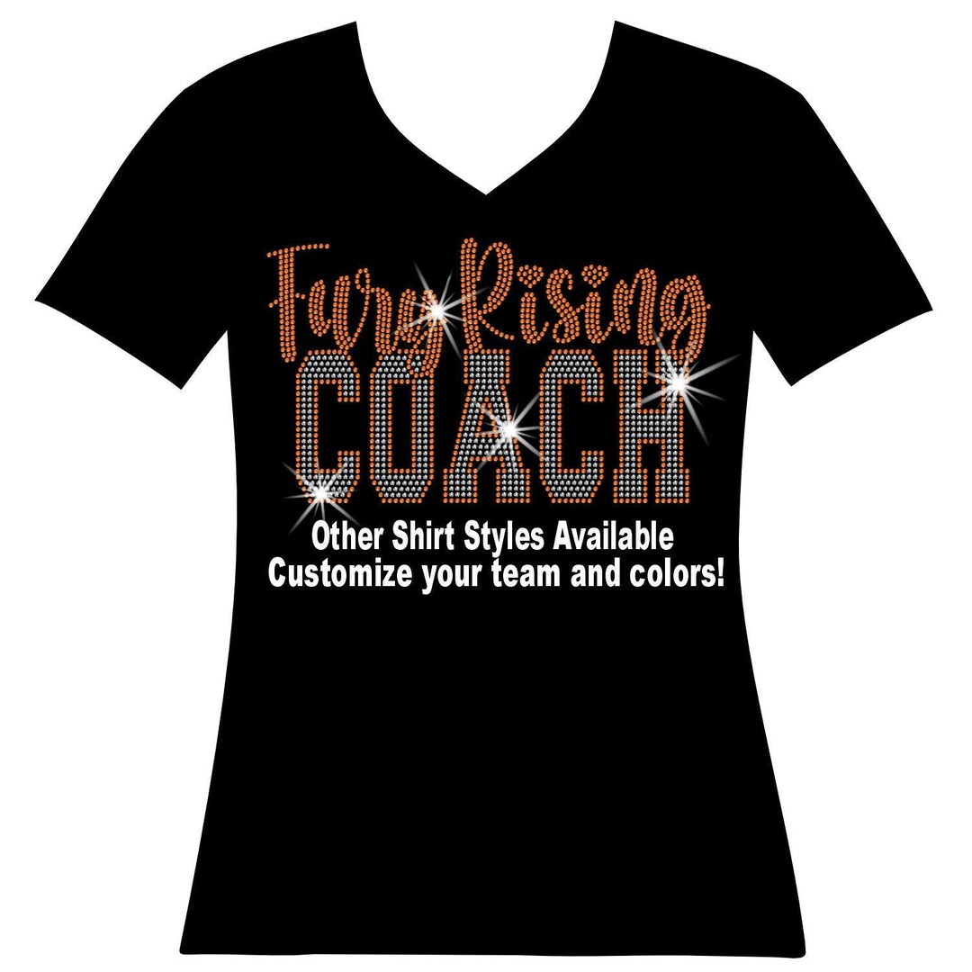 Custom Cheer Team Coach Rhinestone Bling Shirt Bedazzled Competition ...