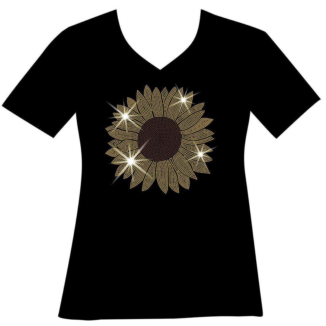 Sunflower Daisy RHINESTONE Mega Bling Shirt, Sunflower Spangle Bling ...