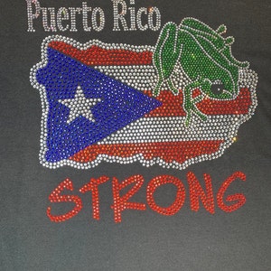 Puerto Rico Flag & Frog Ladies Rhinestone Shirt, Spangle USA Pride ...