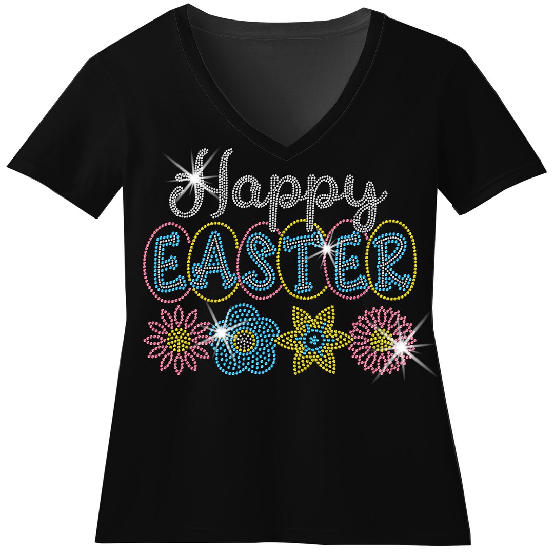 Happy Easter Rhinestone Mega Bling Shirt Easter Day Bedazzled Sweater ...
