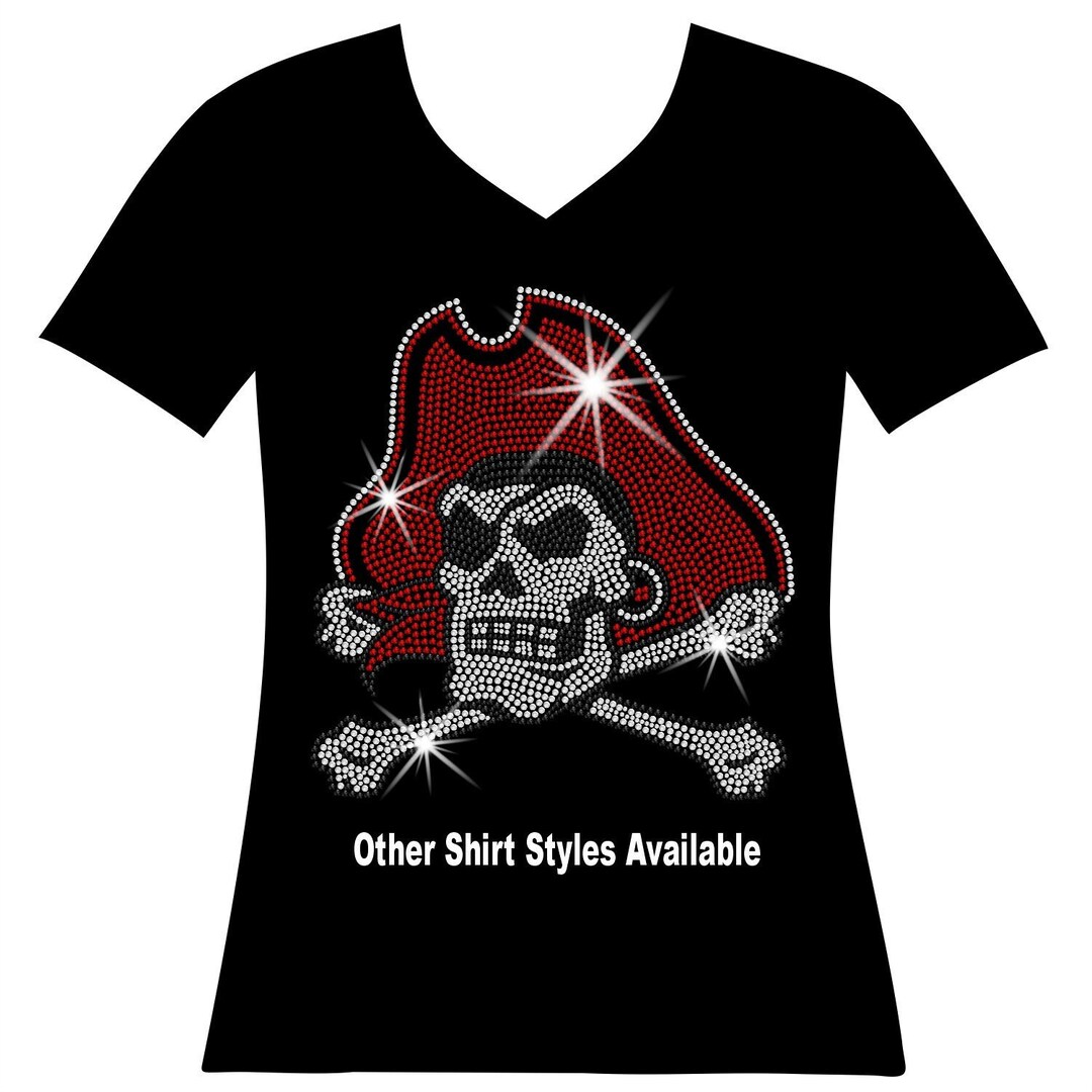 Pirate Skull and Crossbones RHINESTONE Mega Bling Shirt, Pirate Skull ...