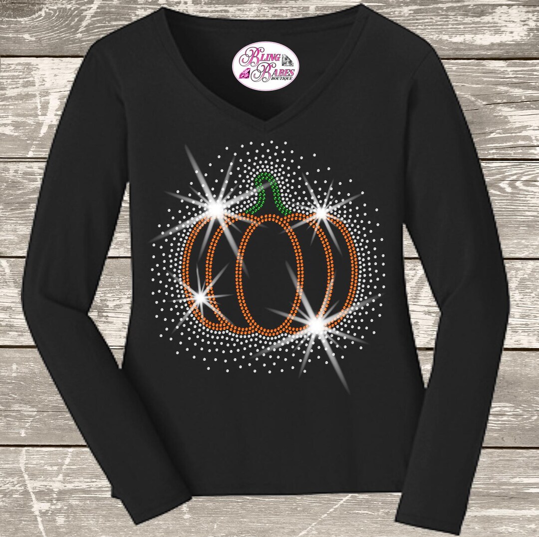 Pumpkin Outline With Firework Splash RHINESTONE Mega Bling, Blessed ...