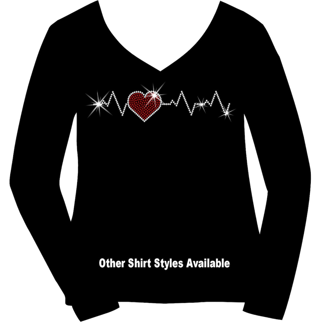 Heartbeat Pulse EKG ECG Rhinestone Mega Bling Shirt, EKG Technician ...