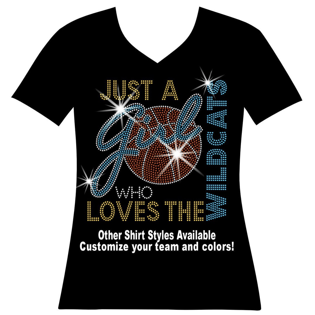 Just a Girl That Loves the Custom Basketball Team RHINESTONE Mega Bling ...