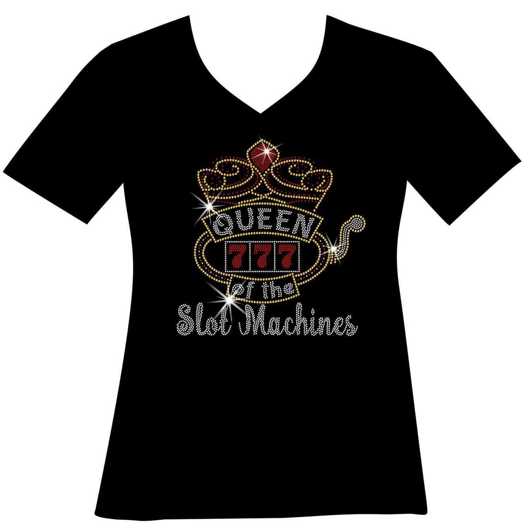 Queen of Slots Rhinestone Shirt: Vegas Gambling Bling Tee - Etsy