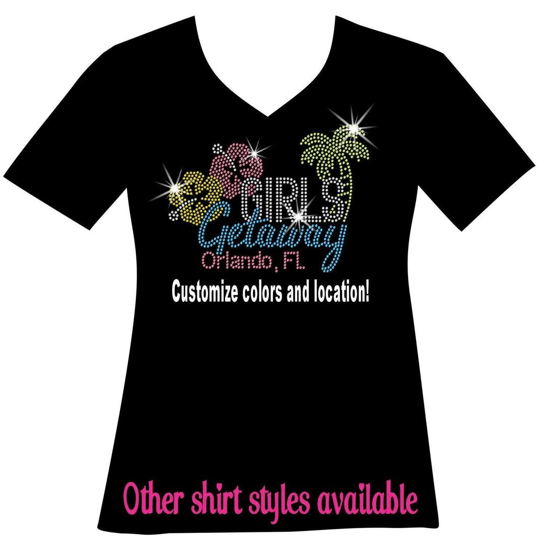 Tropical Girls Beach Getaway Trip RHINESTONE Mega Bling Shirt, Girls ...