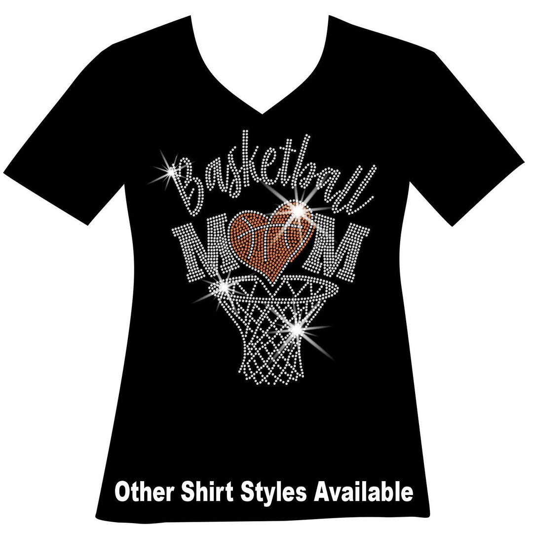 Custom Basketball Mom Rhinestone Bling Shirt Bedazzled Basketball Mom ...