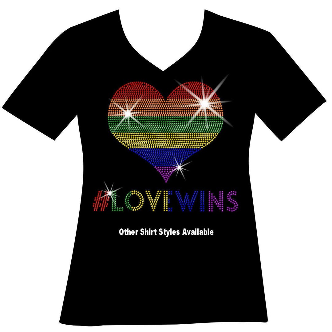Pride Rhinestone Shirt, Rainbow Heart Bling Shirt, Rhinestone Shirt ...