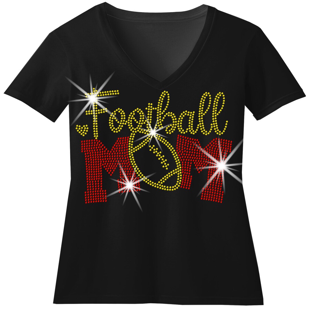 Football Mom RHINESTONE Mega Bling Shirt, Football Mama Shirt, Mothers ...