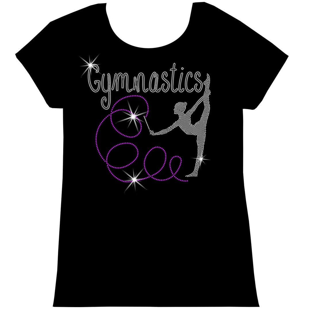 Gymnastics Gymnast Twirling Ribbon RHINESTONE Mega Bling Youth Shirt ...
