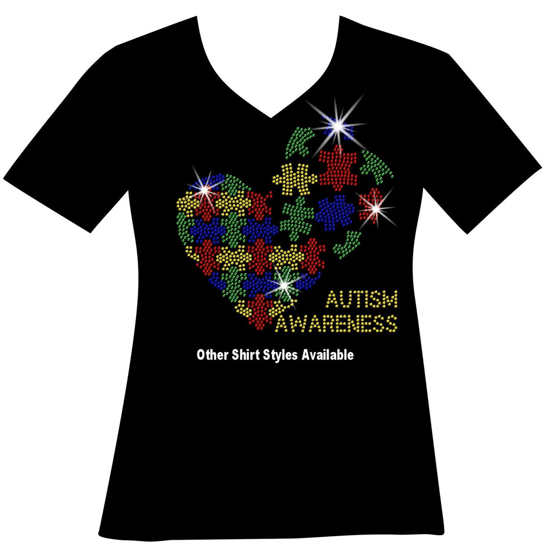Autism Awareness Balloon Heart RHINESTONE or Holographic - Etsy
