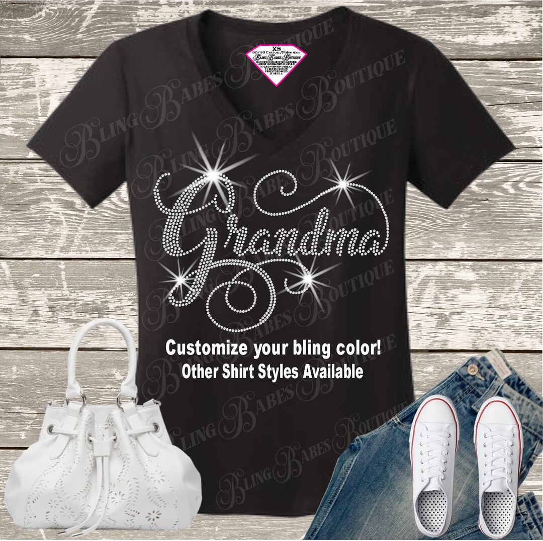 Grandma Script Rhinestone Shirt • Sparkly Grandma Tee • Beautiful ...