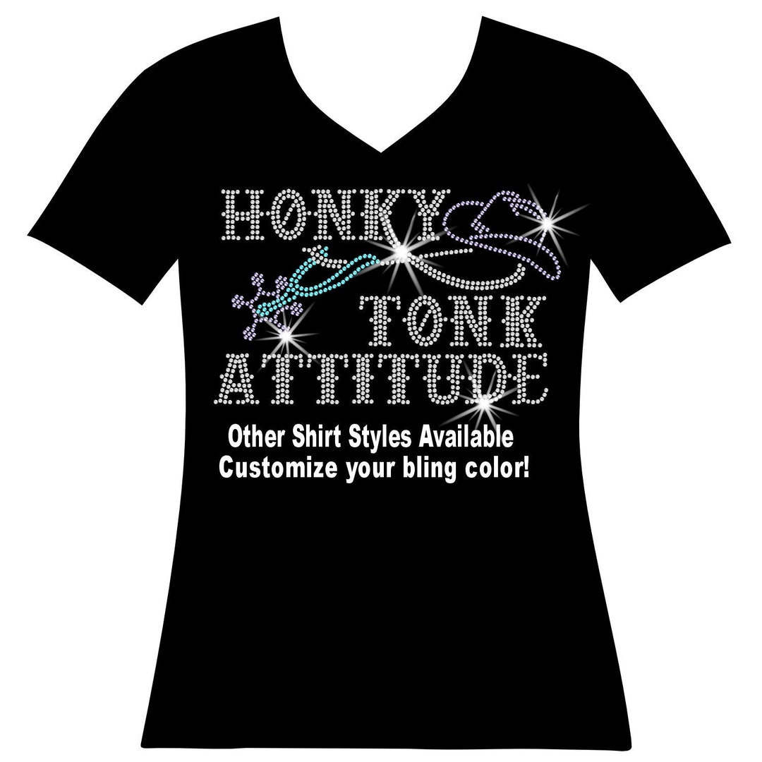 Honkey Tonk Attitude RHINESTONE Mega Bling Shirt, Woman's Cowgirl Bling ...