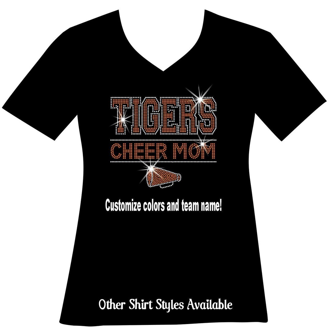 Custom Cheer Mom Rhinestone Megaphone Bling Matching Cheer Team ...