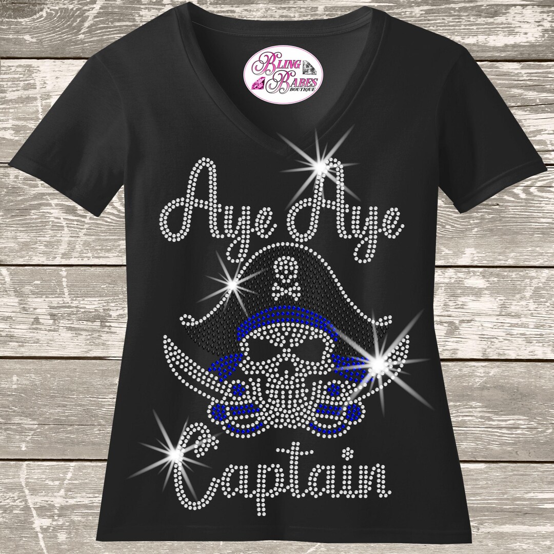 Pirate Skull Rhinestone Shirt | Crossed Swords Bling Tee Pirate Party ...