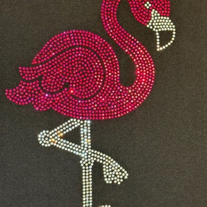 Flamingo Standing on One Leg Rhinestone Bling Shirt, Woman's Flamingo ...