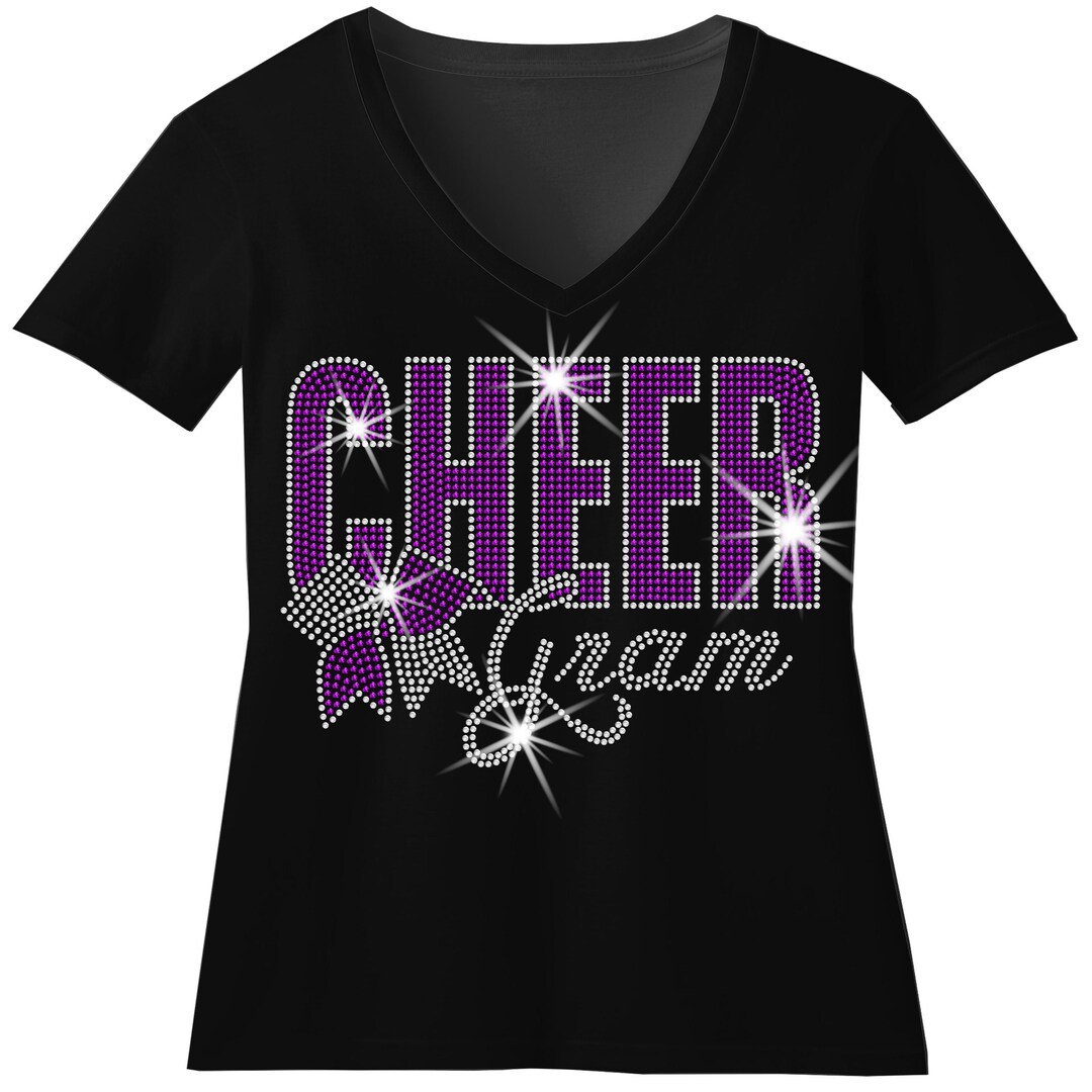 Custom Cheer Gram With Cheer Bow Rhinestone Bling Shirt Bedazzled Cheer ...