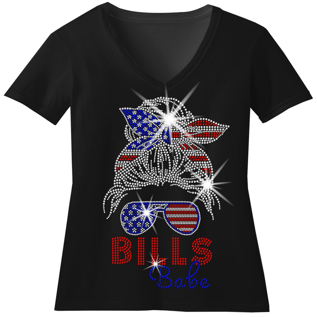 Custom Football You Choose Your Team, Bills Babe With Bun RHINESTONE ...