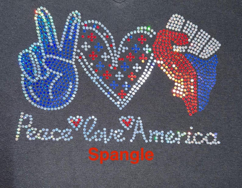 Peace Love America Rhinestone Shirt - Sparkly Patriotic Tee - Etsy