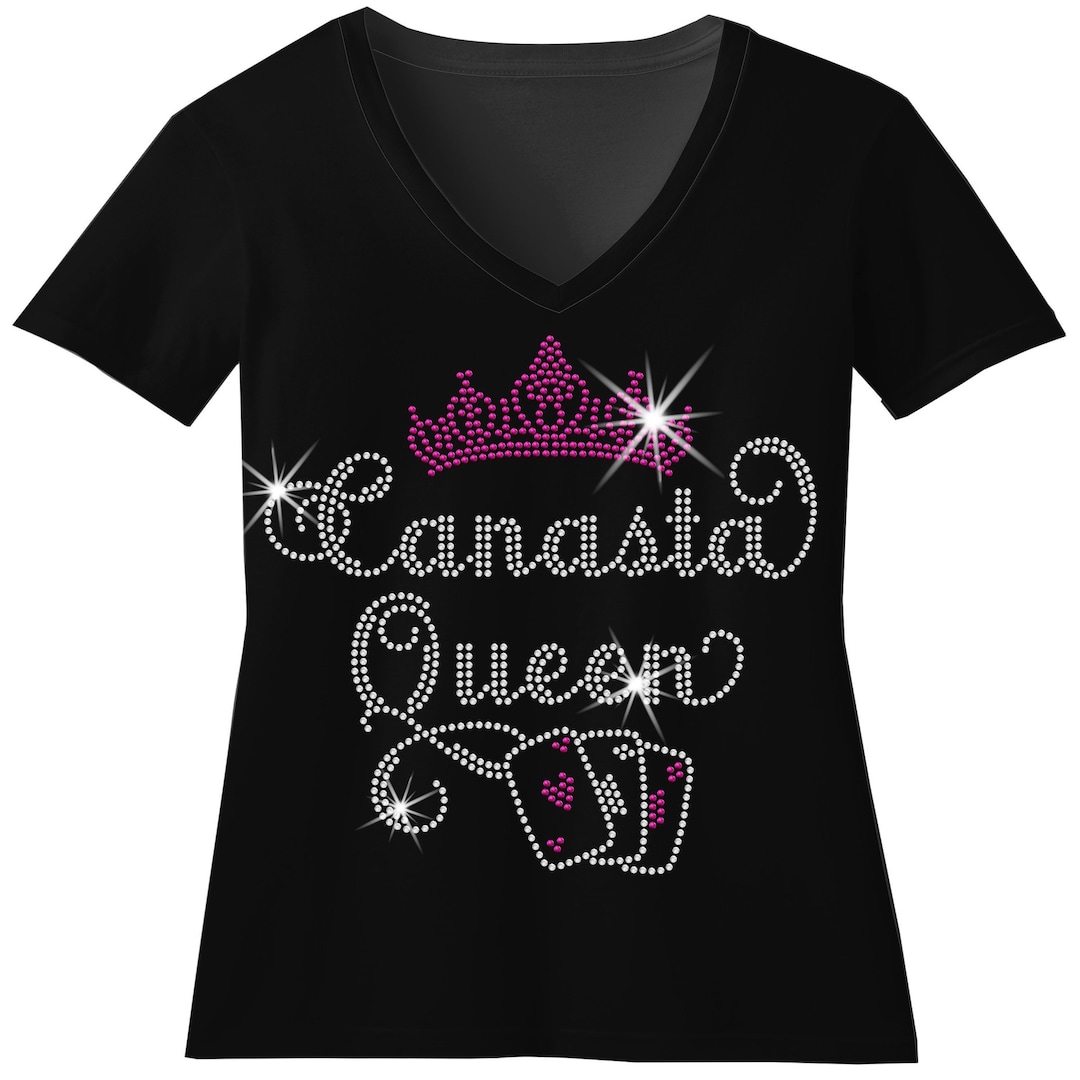 Custom Canasta Queen With Crown and Cards Rhinestone Bling Shirt ...
