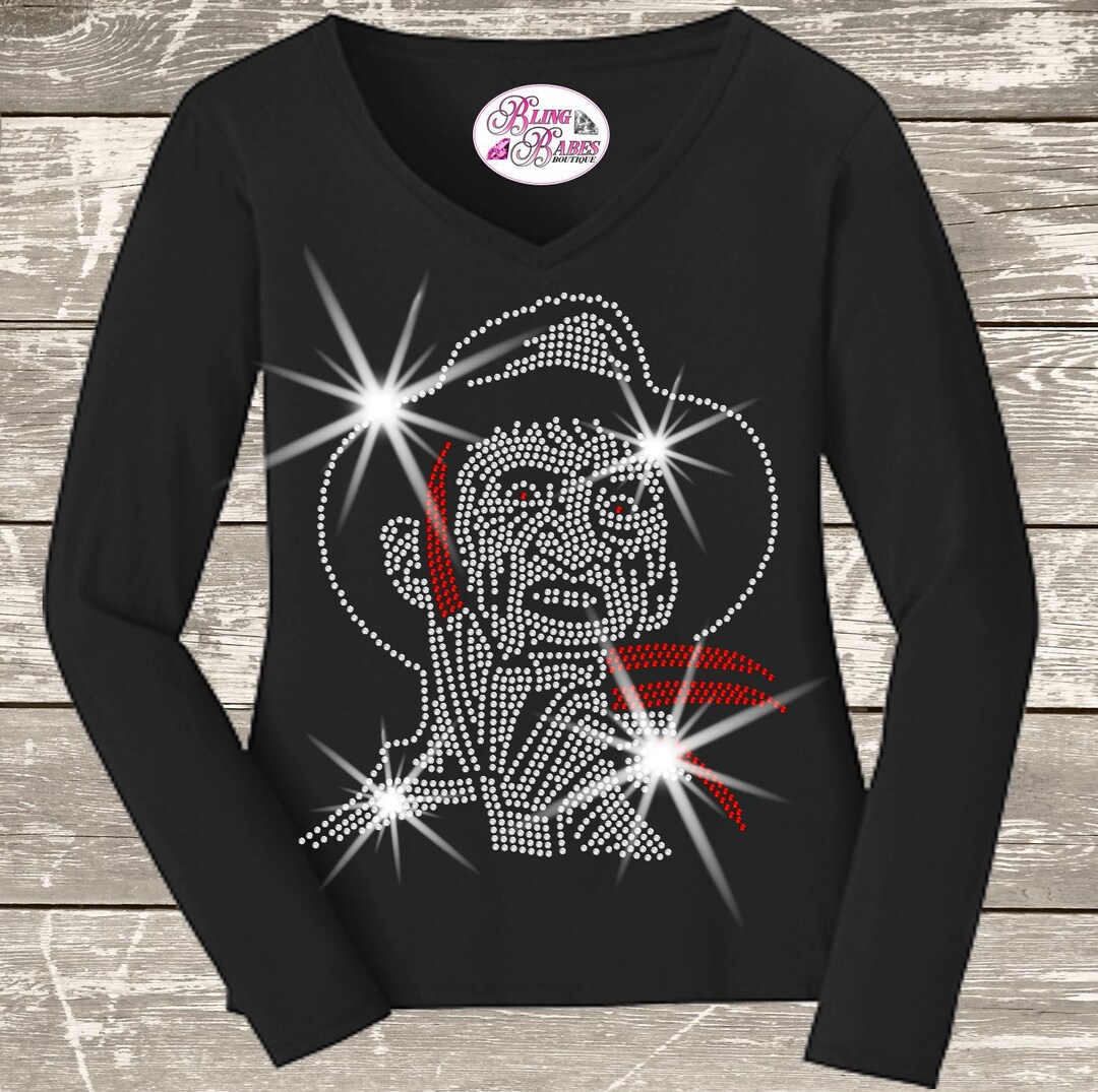 Horror Glove Masked Figure Rhinestone Shirt • Sparkly Halloween Horror ...