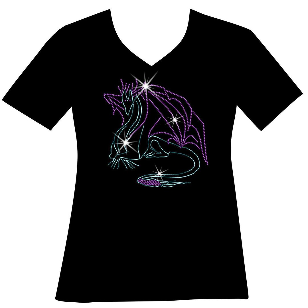 Ladies Dragon With Wings Bling RHINESTONE Mega Bling Shirt, Gothic ...