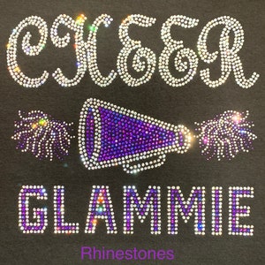 Customizable Cheer Megaphone and Pom Pom RHINESTONE Mega Bling Shirt ...