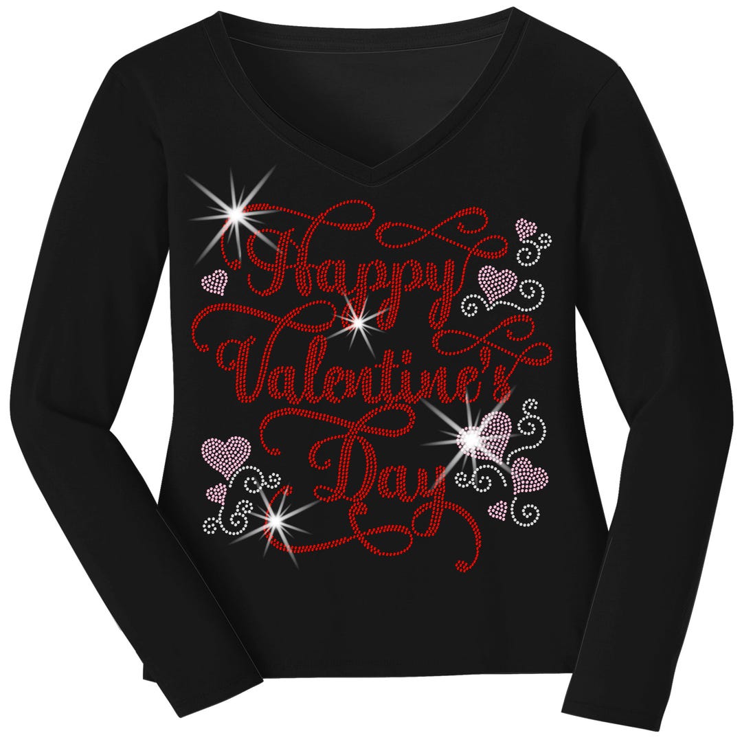 Cupid Bow and Arrow Happy Valentine's Day RHINESTONE Mega Bling T XOXO ...