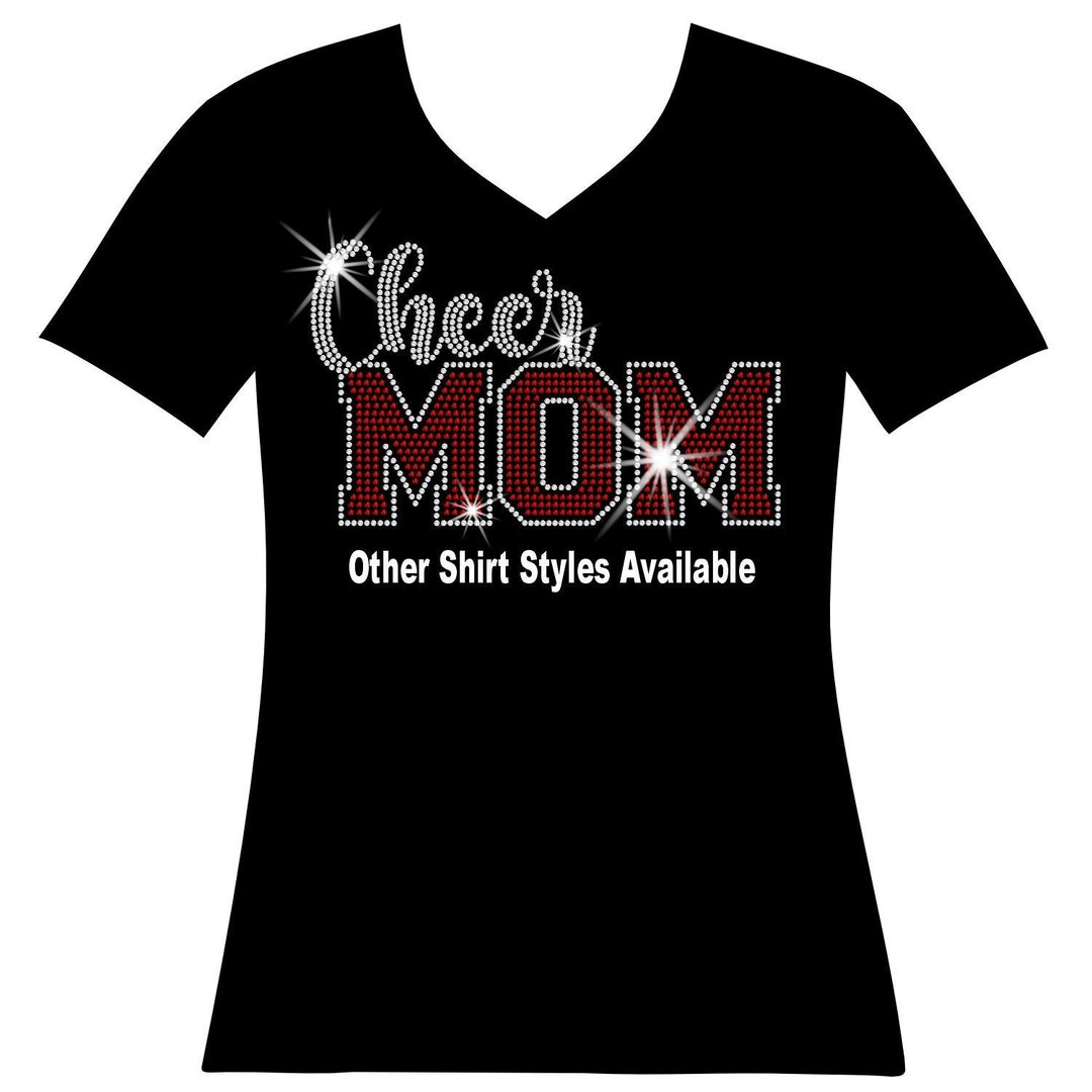 Custom Cheer Mom Varsity Rhinestone Bling Shirt Matching Bedazzled ...