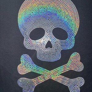 Skull and Cross Bones Rhinestone Bling Shirt Biker Babe Bedazzled ...