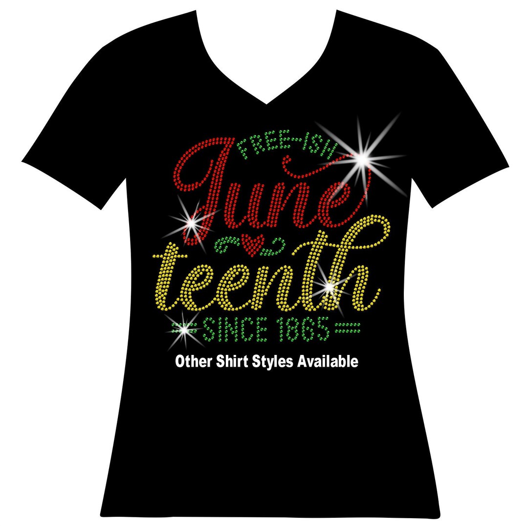 June Heart Teenth RHINESTONE Mega Bling Shirt, 1865 SPANGLE T, Freedom Day Sparkle Bling T ...