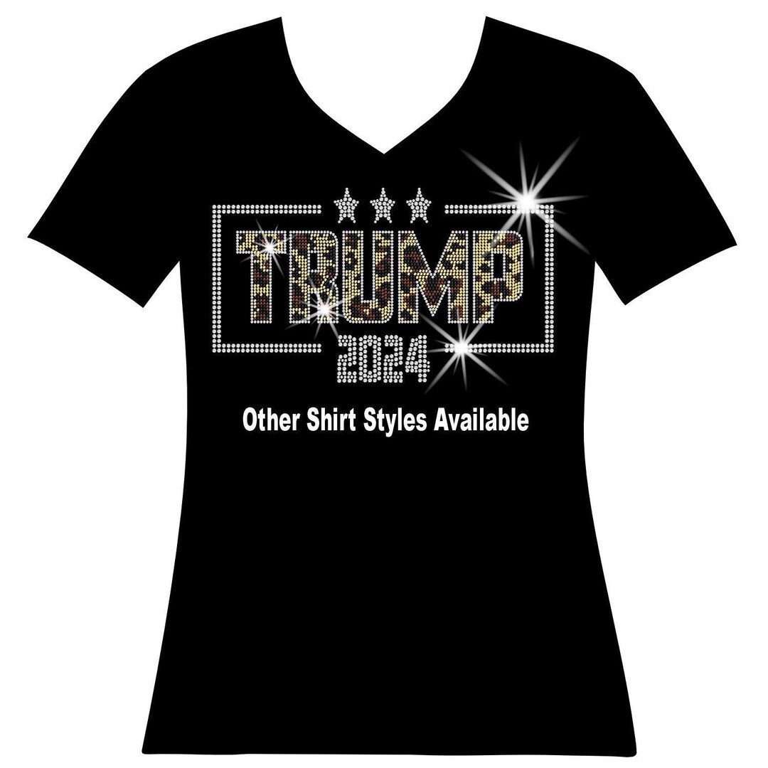 Trump 2024 RHINESTONE Mega Bling Shirt, Conservative Bling T, Make ...